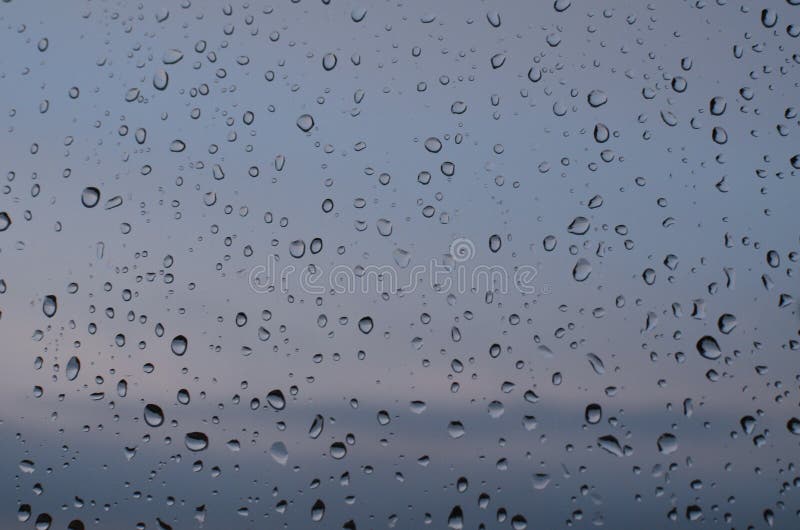 Window Glass with Water Drops, Closeup. Rainy Weather Stock Photo ...