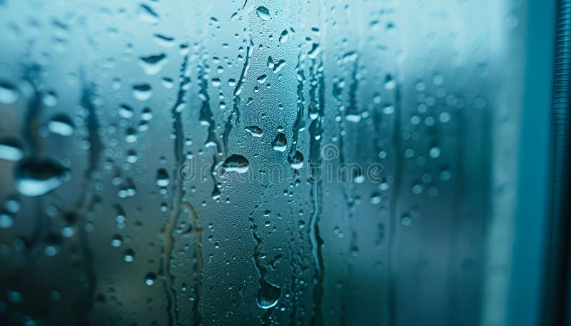 Window Glass with Water Drops, Closeup. Rainy Weather Stock Photo ...