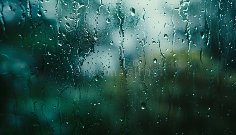 Window Glass with Water Drops, Closeup. Rainy Weather Stock Photo ...
