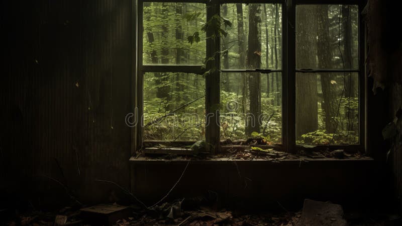Through the Window: a Glimpse into the Dark Forest Stock Illustration ...
