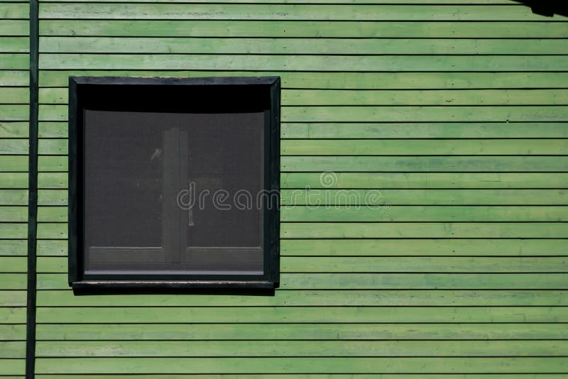 Window in Green Wooden Wall Stock Image - Image of wooden, rustic: 26028495