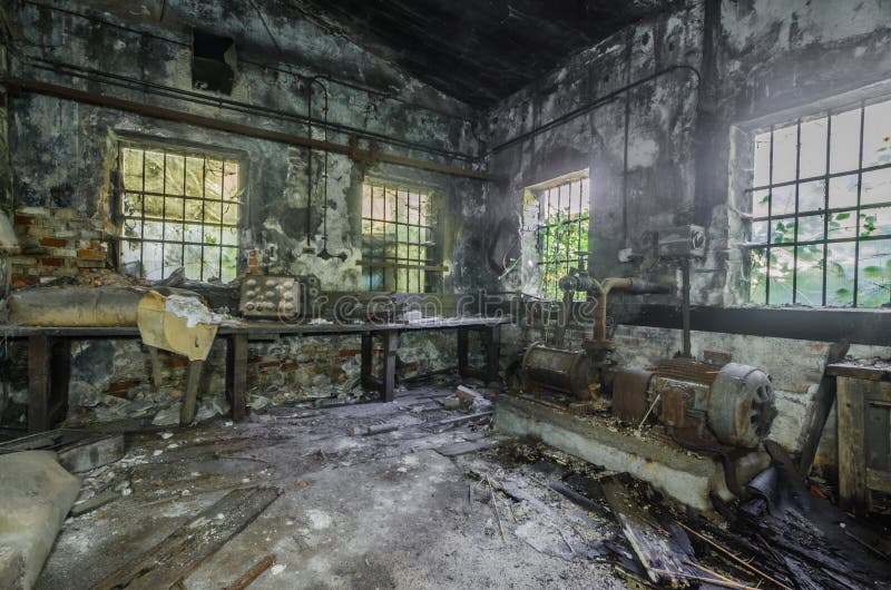 Window with a Grid in an Factory Stock Photo - Image of leaving ...