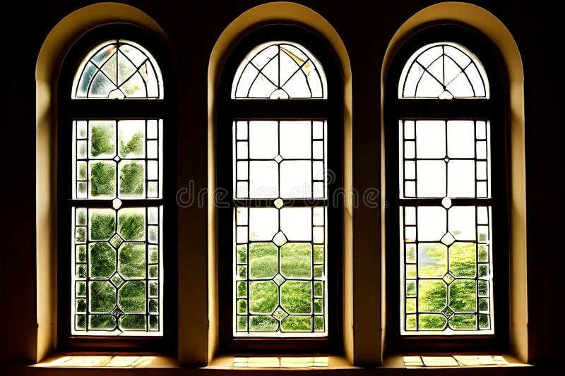 Window Grids Rectangular or Arched Windows Arranged in a Pattern Stock ...