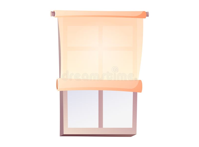 Window Half Closed with Blinds. Vector Isolated Cartoon Illustration ...