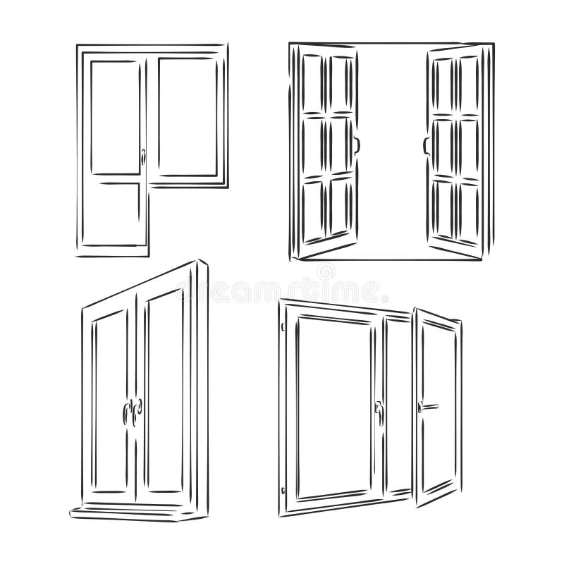 Window. Hand Drawn Sketch Illustration. Window Vector Sketch ...