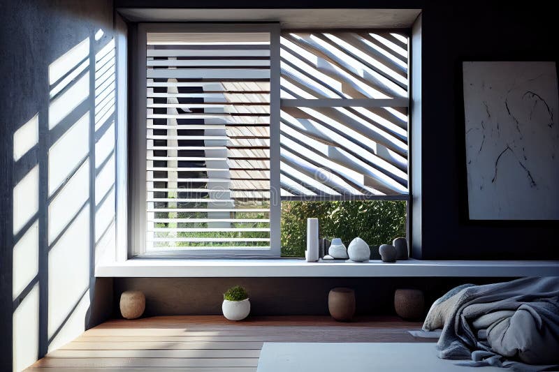 Horizontal Window Louver, with Wooden Slats and Natural Finish ...