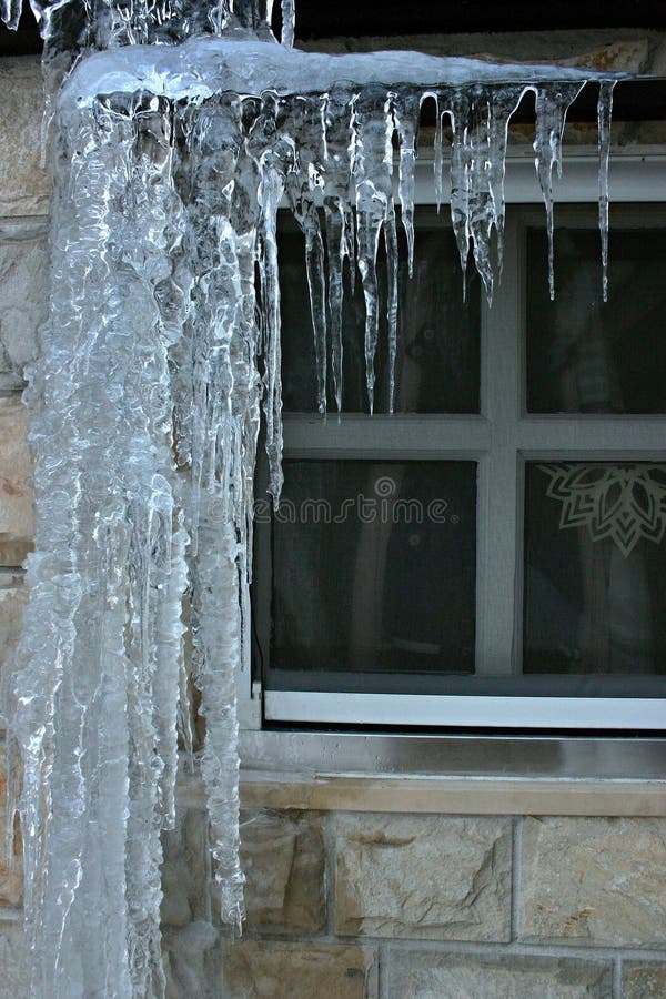 Window with icicles stock image. Image of baking, danger - 56495695