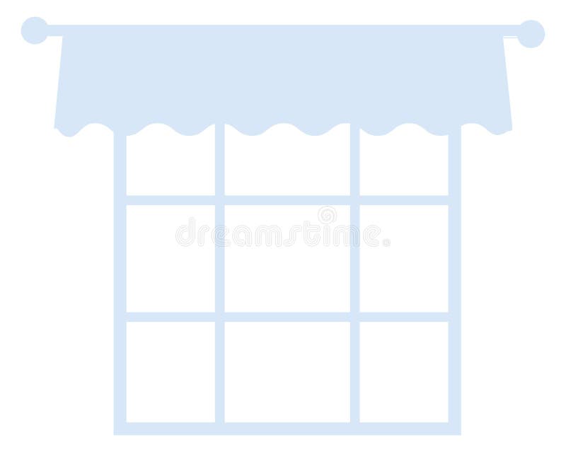 Window Icon. Blue Frame with Curtain Silhouette Stock Vector ...