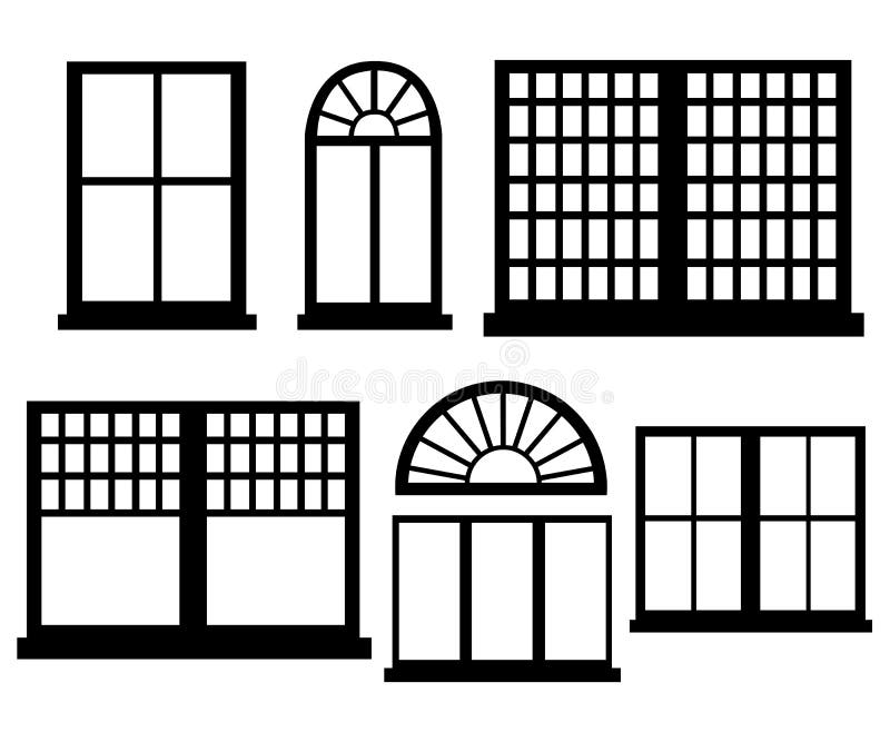 Window Icon Set, Flat Style Stock Vector - Illustration of illustration ...