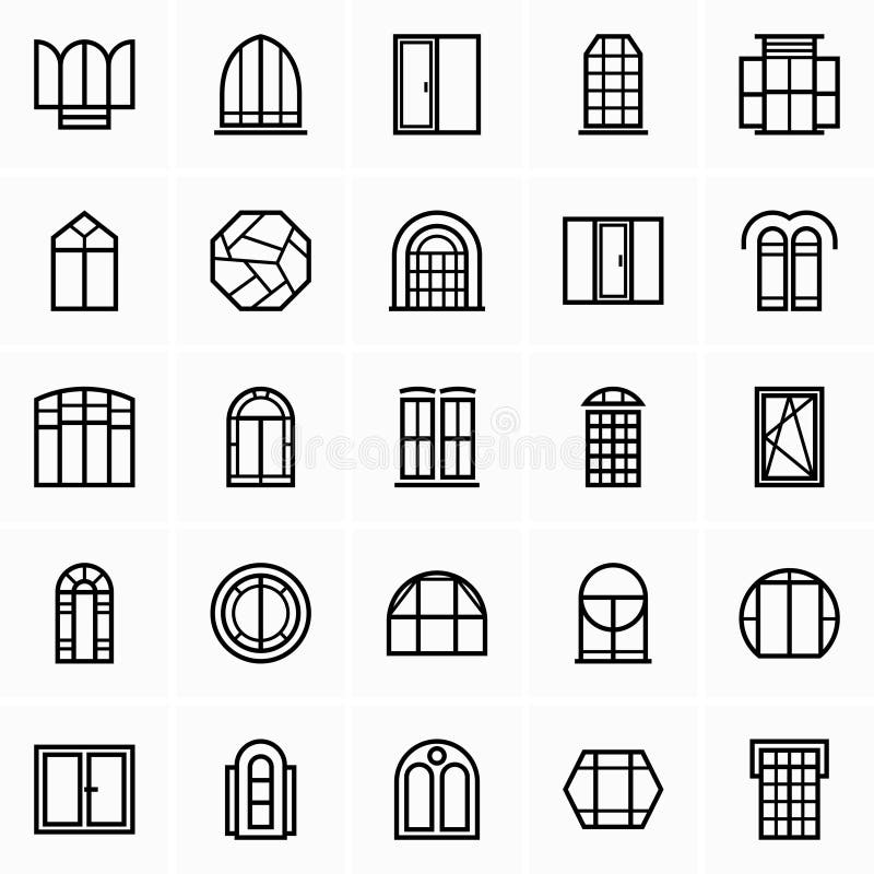 Window icons set stock vector. Illustration of symbol - 144050343