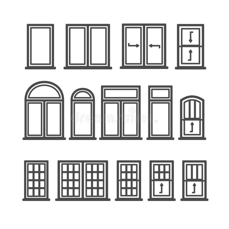 Window Icons Set stock vector. Illustration of black - 68166104