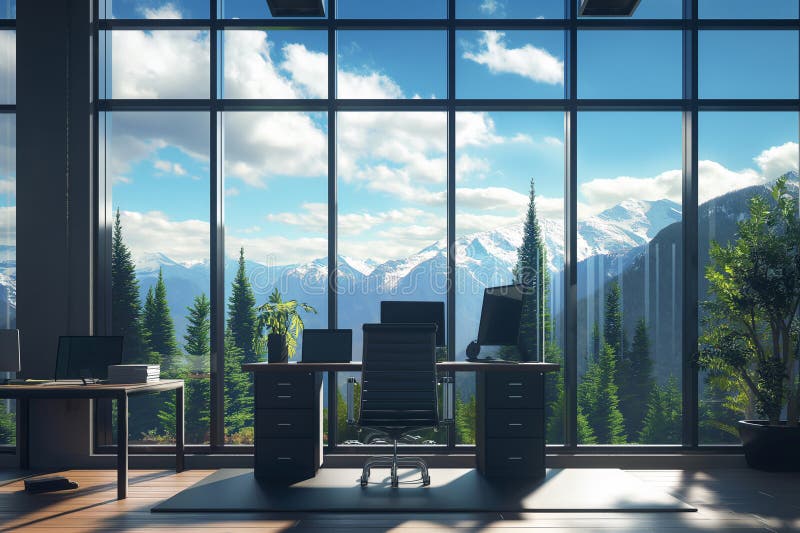 Window Image with the Open View Office Stock Illustration ...