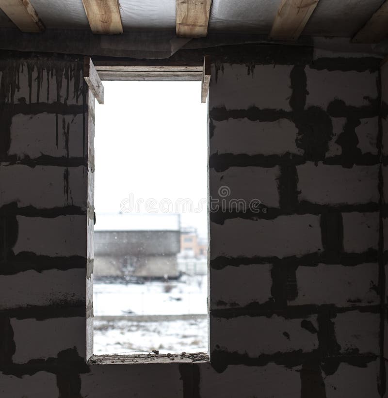 Window in the Inside Wall in the Dark Stock Photo - Image of building ...