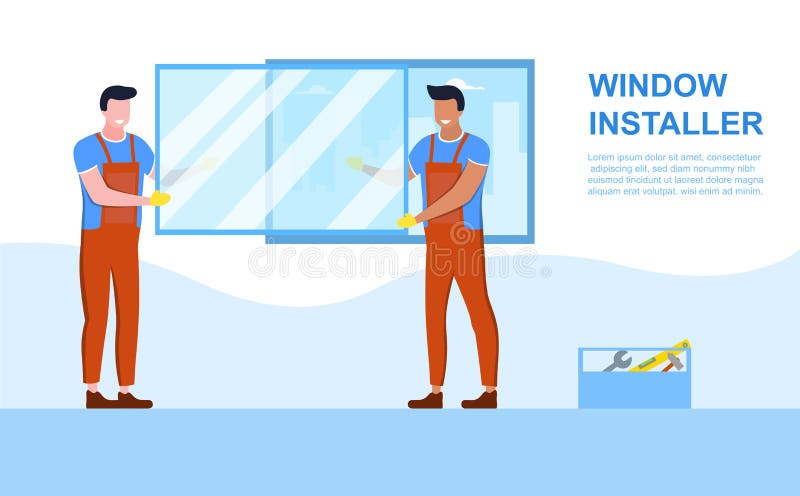 Window Installation Concept Stock Vector - Illustration of profession ...