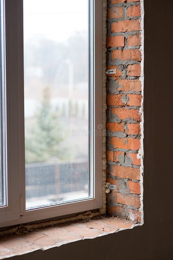 Window is Installed in a New Unfinished House Stock Image - Image of ...