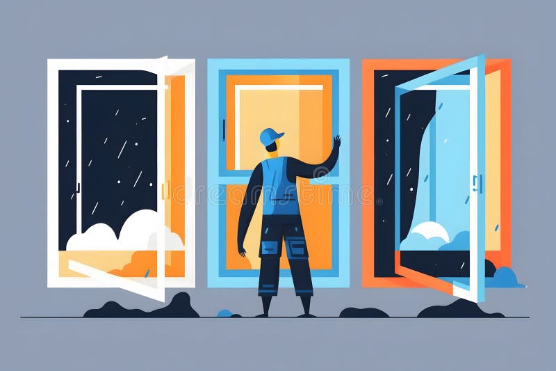 The Window Installer Installs Windows. a Conceptual Illustration Stock ...