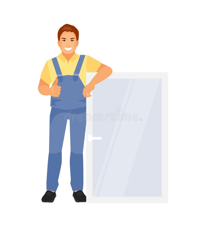 Window installer vector stock vector. Illustration of repairman - 118303922
