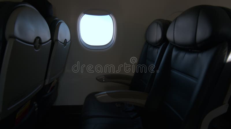 Window Interior View of an Empty Airplane Flying Stock Video - Video of ...