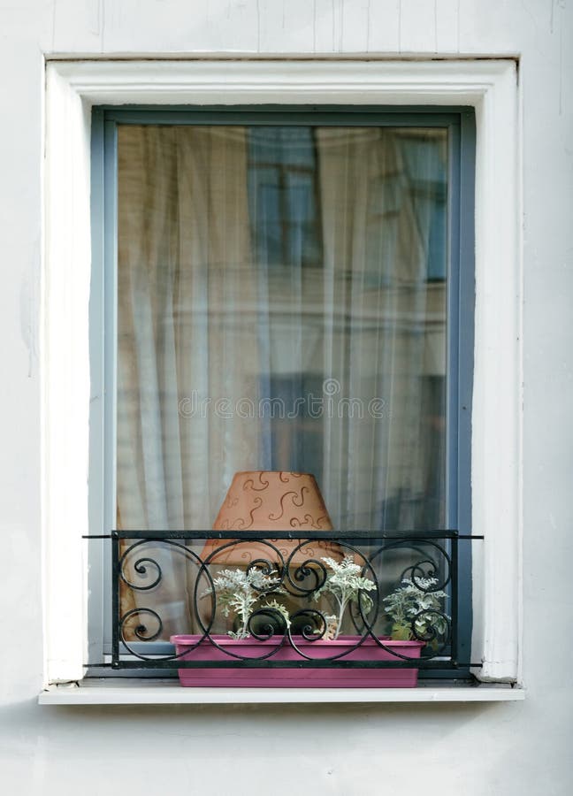 Window with Lamp and Decorative Lattice Stock Image - Image of ...