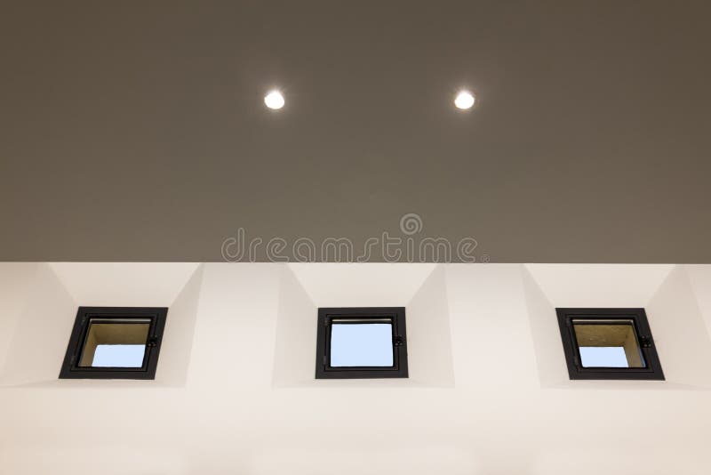 Window and Lamps on a Wall and Ceiling Stock Image - Image of three ...