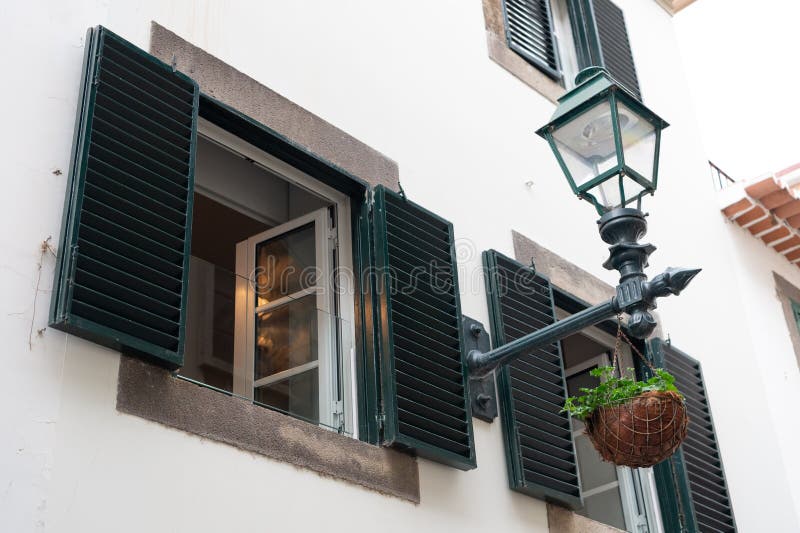 Window with Lantern. Window with Lantern on Building. Window with ...