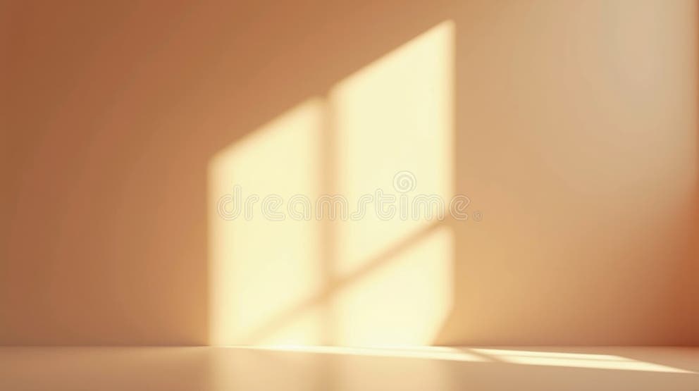 Window Light Casts a Warm Shadow on the Smooth, Beige Surface Stock ...