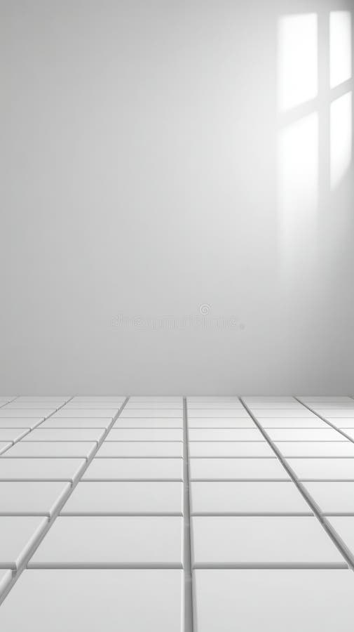 Window Light Illuminating White Tiled Abstract and Creating Floor ...
