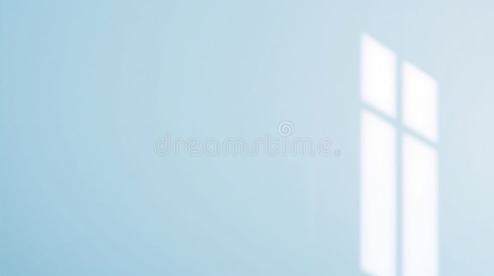 Window Light Reflection Creating Abstract Shadows on Blue Wall Stock ...