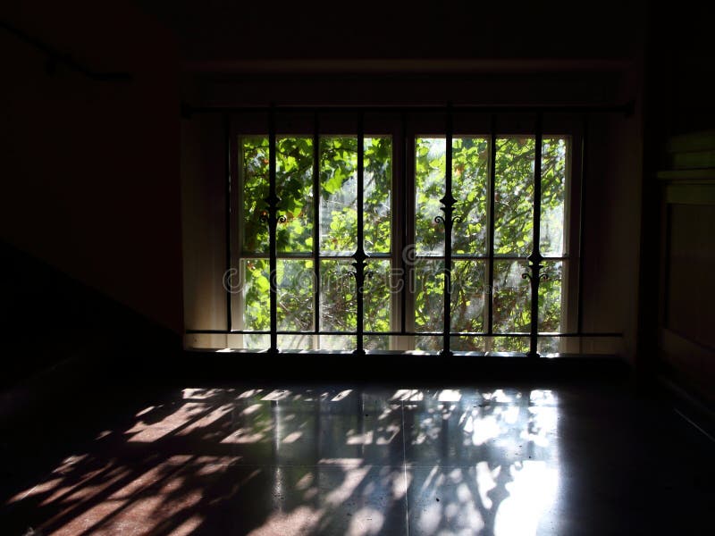 Window with Light Reflection on Floor and Weed in Backlight Stock Photo ...
