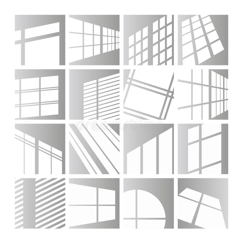 Window Lights Vector Illustration Set, Sunlight or Shadow Overlay ...