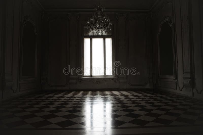 Window Lit with Mysterious White Light in a Spooky Room Built in Stock ...