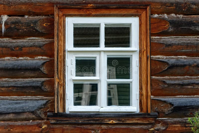 Window in a log house stock image. Image of lifestyles - 210621099