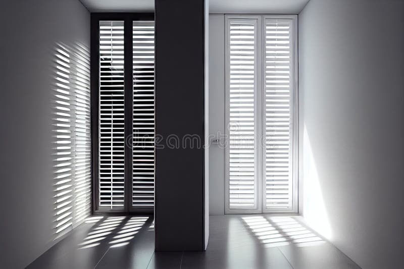 Window with Louver Doors, Providing Filtered Light and Privacy Stock ...