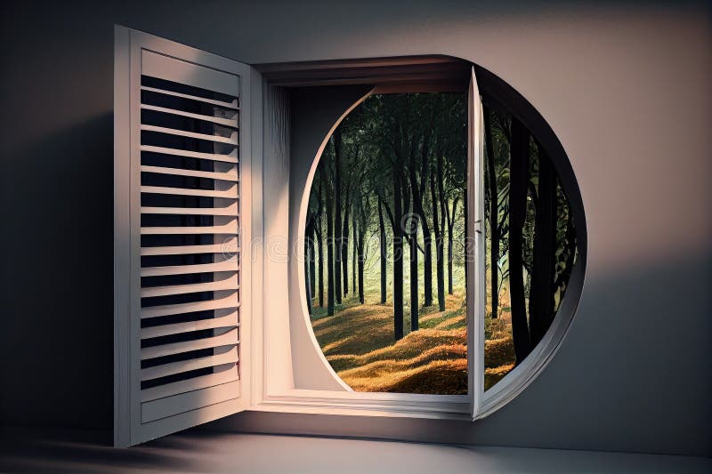 Window with Louver Fully Open, Providing a View of the Outside World ...