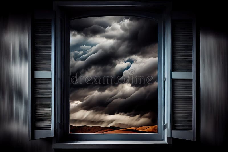 Window with Louvers and Storm Clouds in the Background Stock ...
