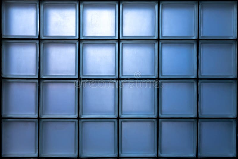 Window is Made of a Blue Glass Block Glowing from the Inside. Glass ...