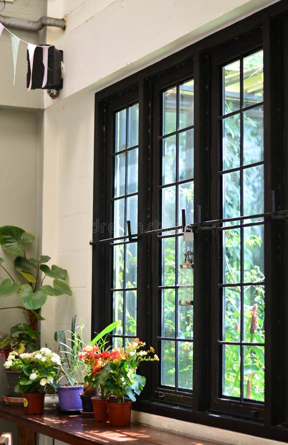 Window with Master Key and Flower Pot Stock Photo - Image of design ...
