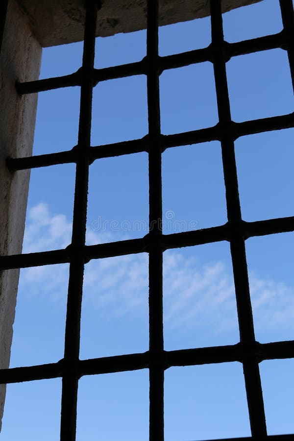 Window with Metal Bars: Bottom-up View Stock Photo - Image of inside ...