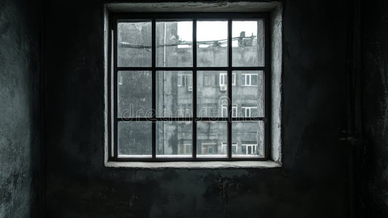 Window with Metal Bars on a Concrete Wall in Prison Stock Illustration ...
