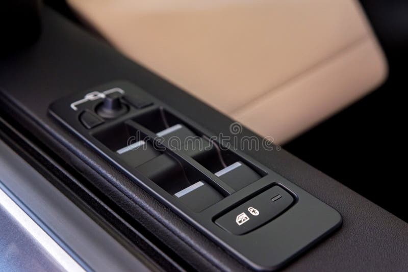 Window and Mirror Control Panel in Modern Car Stock Photo - Image of ...