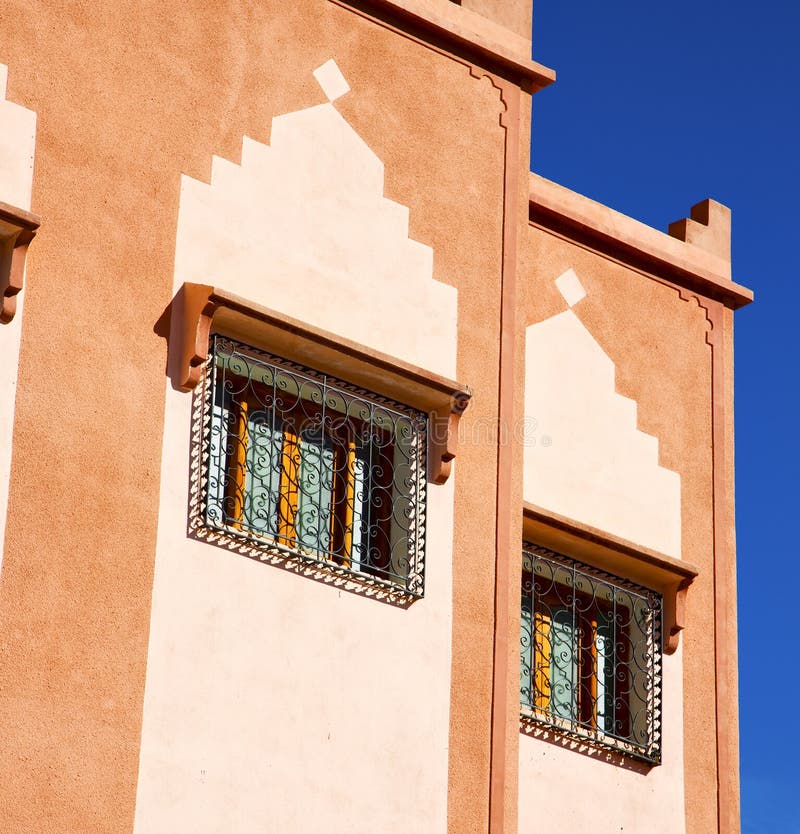 Window in Morocco Africa and Old Construction Wal Brick Histori Stock ...