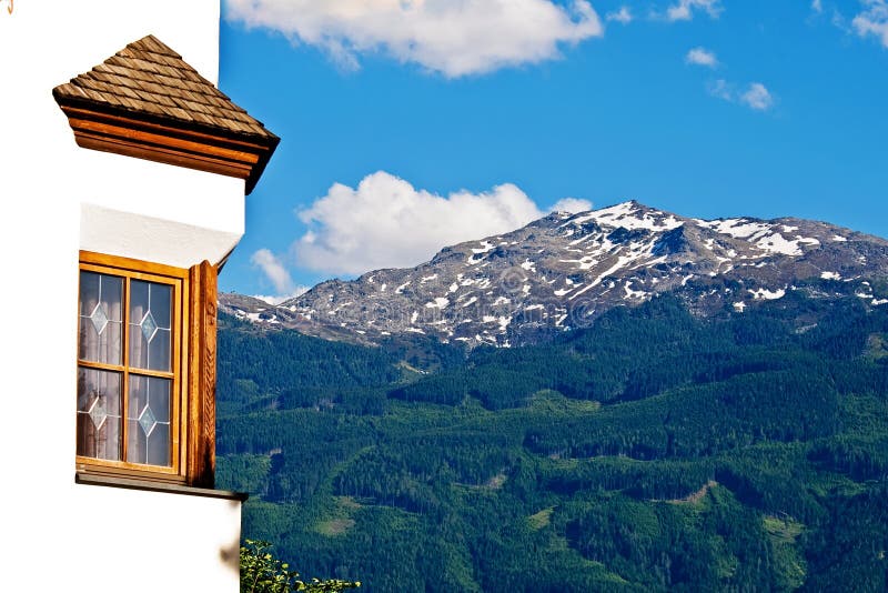 Window with mountain view stock image. Image of clouds - 9995245