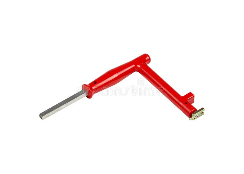 Window Mounting Tool with Red Handle Isolated on White Background Stock ...