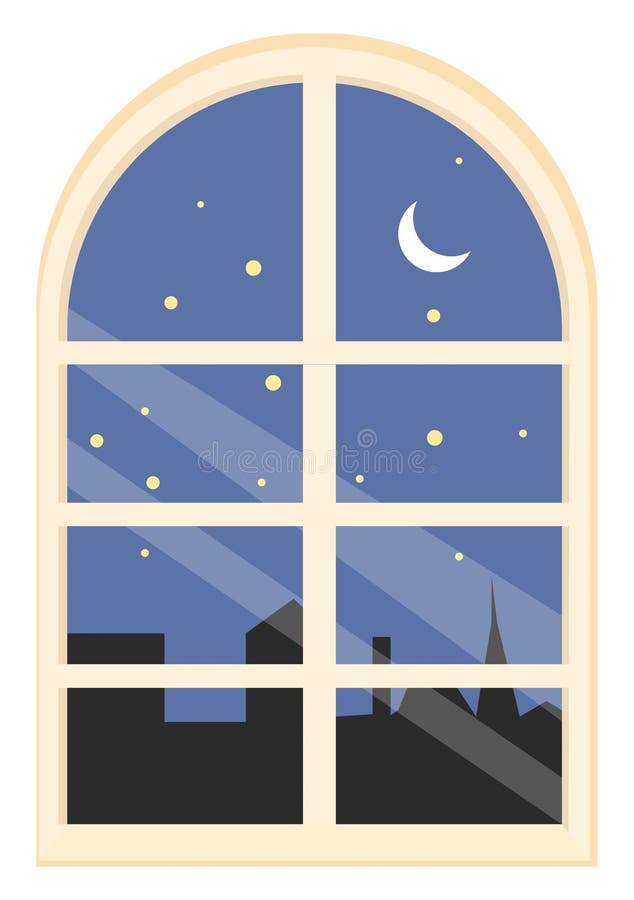 Window at night, icon stock vector. Illustration of design - 262384985