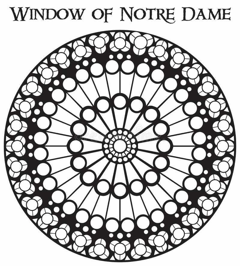 Window of Notre Dame Outline. Stock Vector - Illustration of dame ...