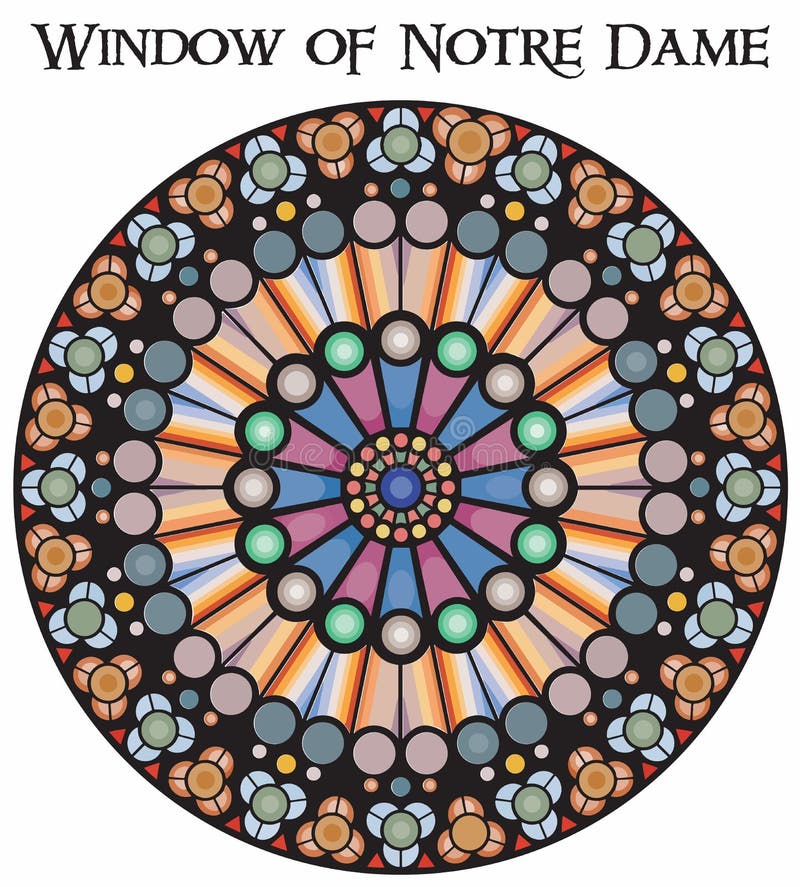 Window of Notre Dame color stock vector. Illustration of architecture ...
