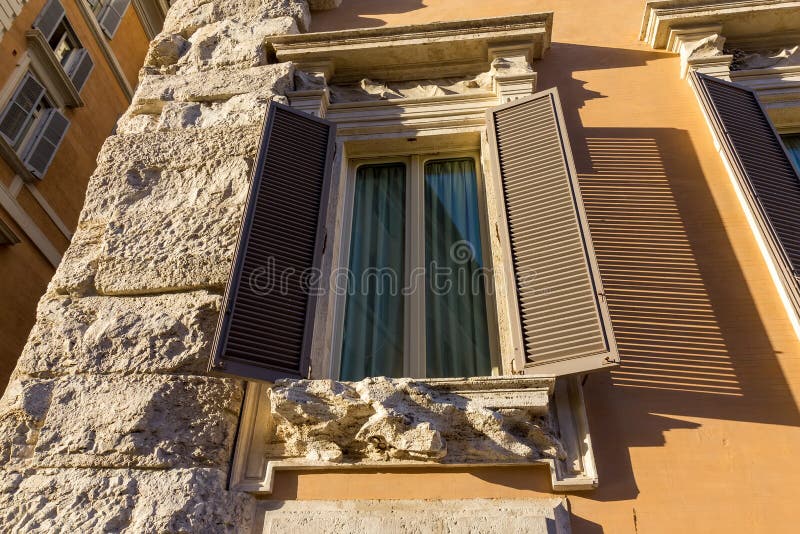 Window on the Old Building in Rome Stock Photo - Image of design, home ...