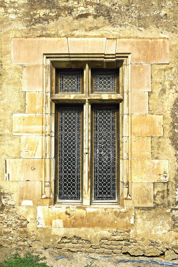Window on old castle wall stock photo. Image of frame - 132794620
