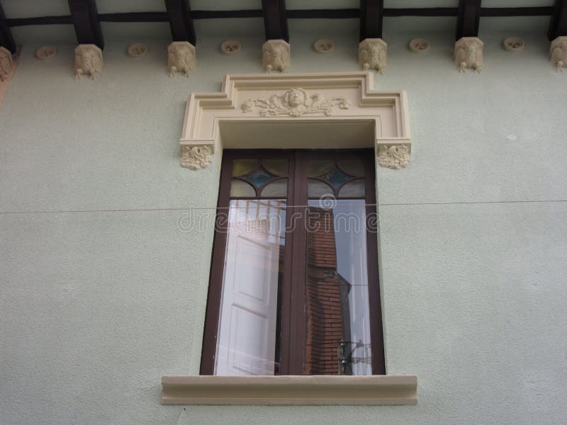 Window of an Old House with Reflection To the Sky Stock Image - Image ...