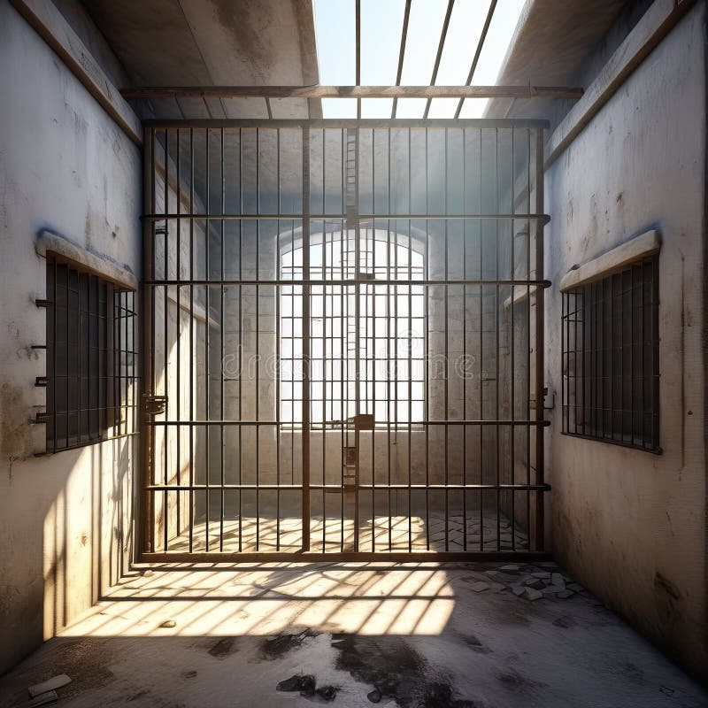 Window with Old Prison Bars. View of a Prison Cell Stock Illustration ...
